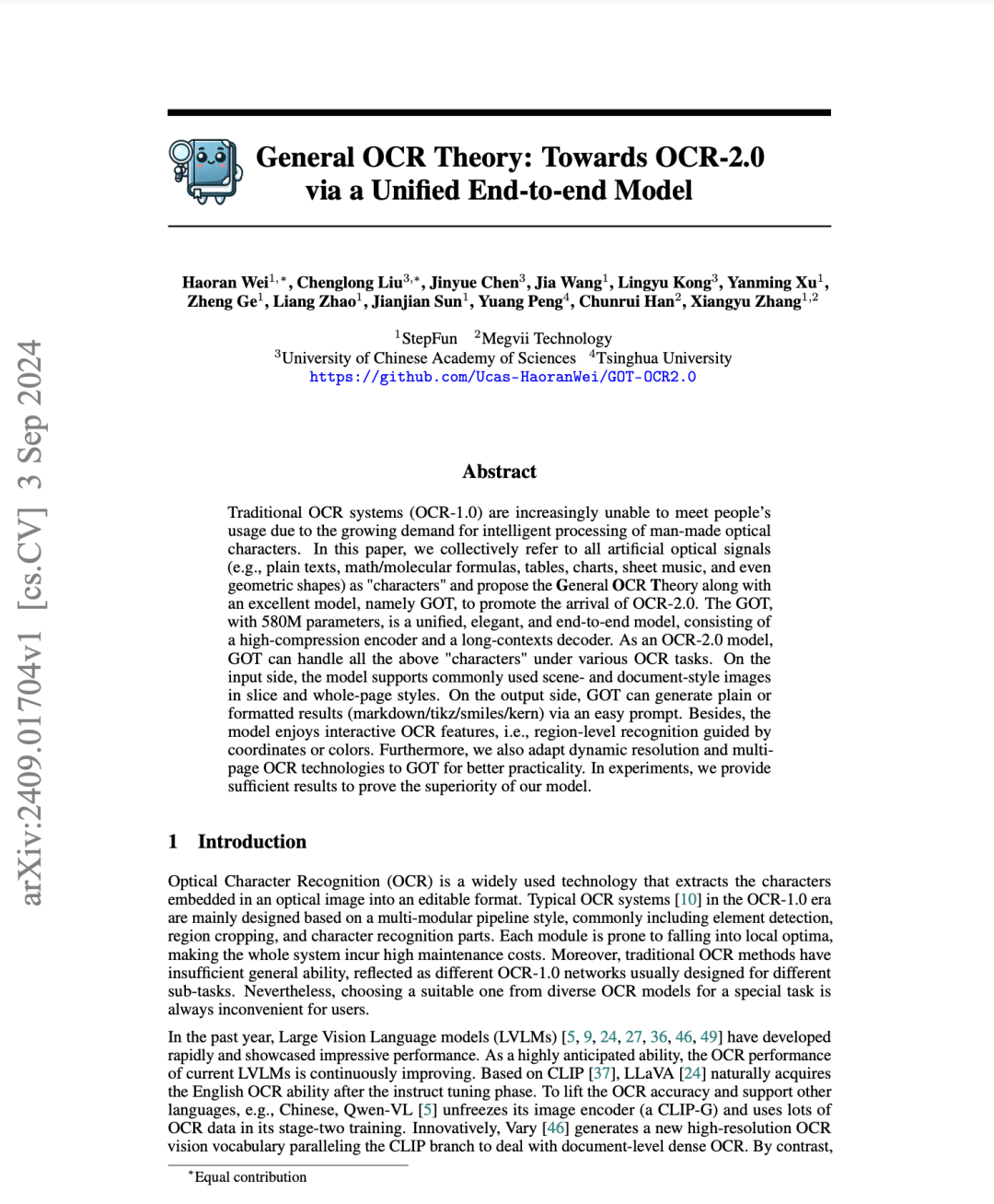 GOT-OCR 2.0 – 端到端 OCR 模型 – 粼光开源集