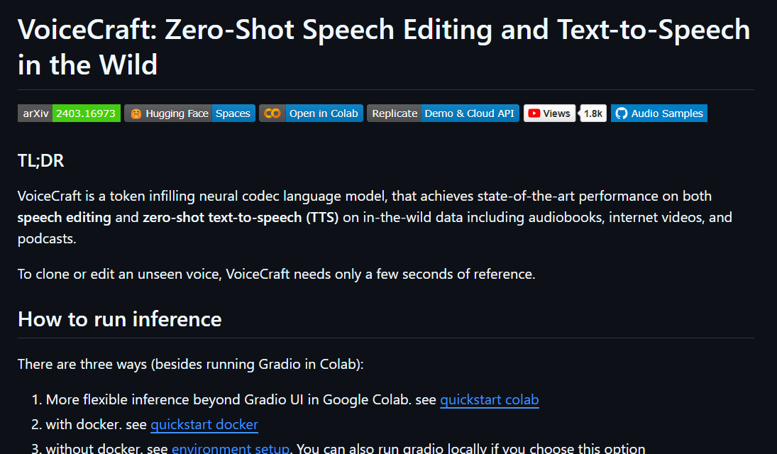 VoiceCraft – 开源文本转语音项目 – 粼光开源集